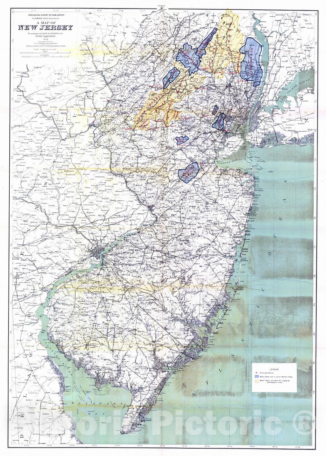 Historic Map : 1892 A Map of New Jersey : Vintage Wall Art – Historic ...