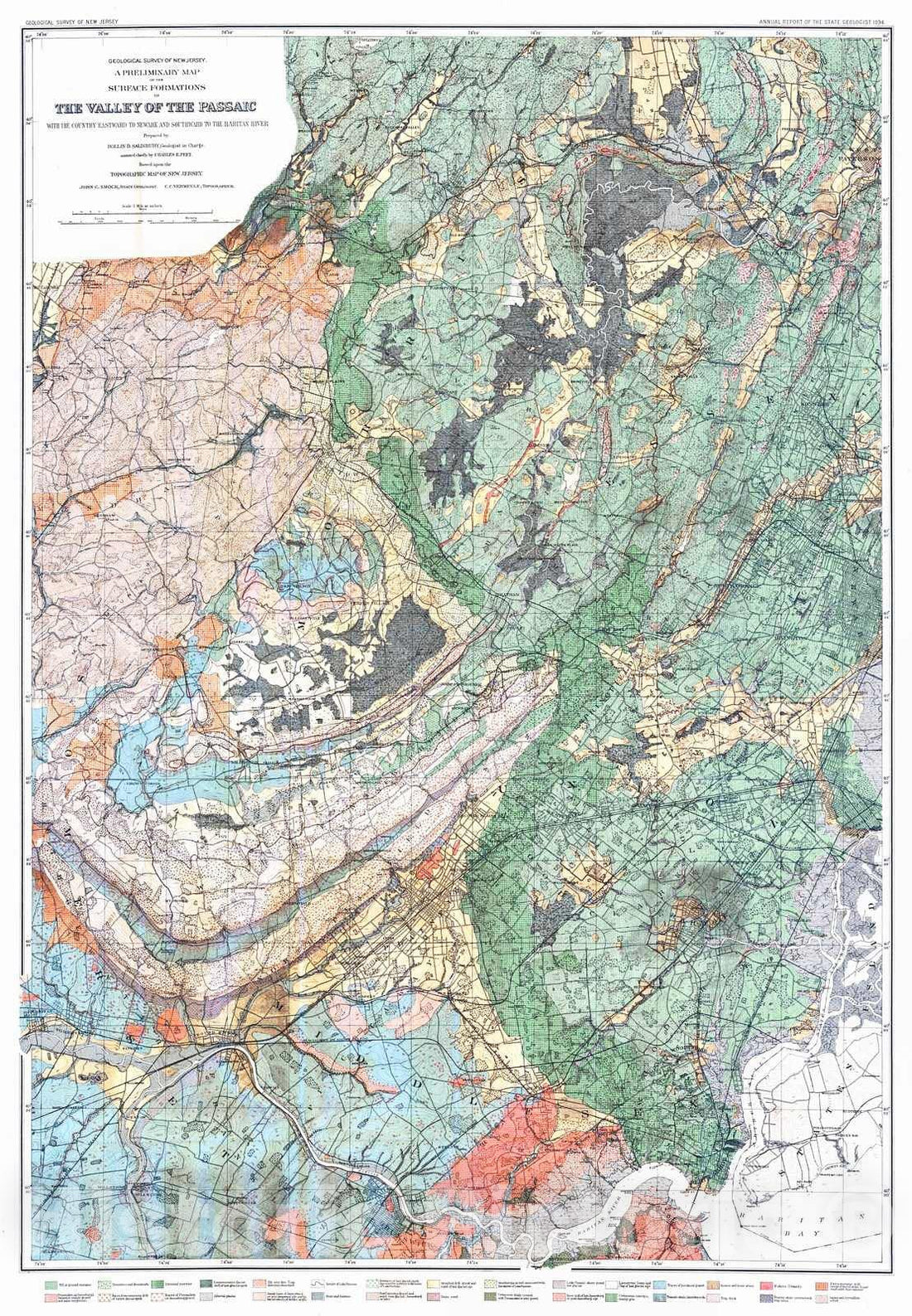 Historic Map : 1894 A Preliminary Map of the Surface Formations of the ...