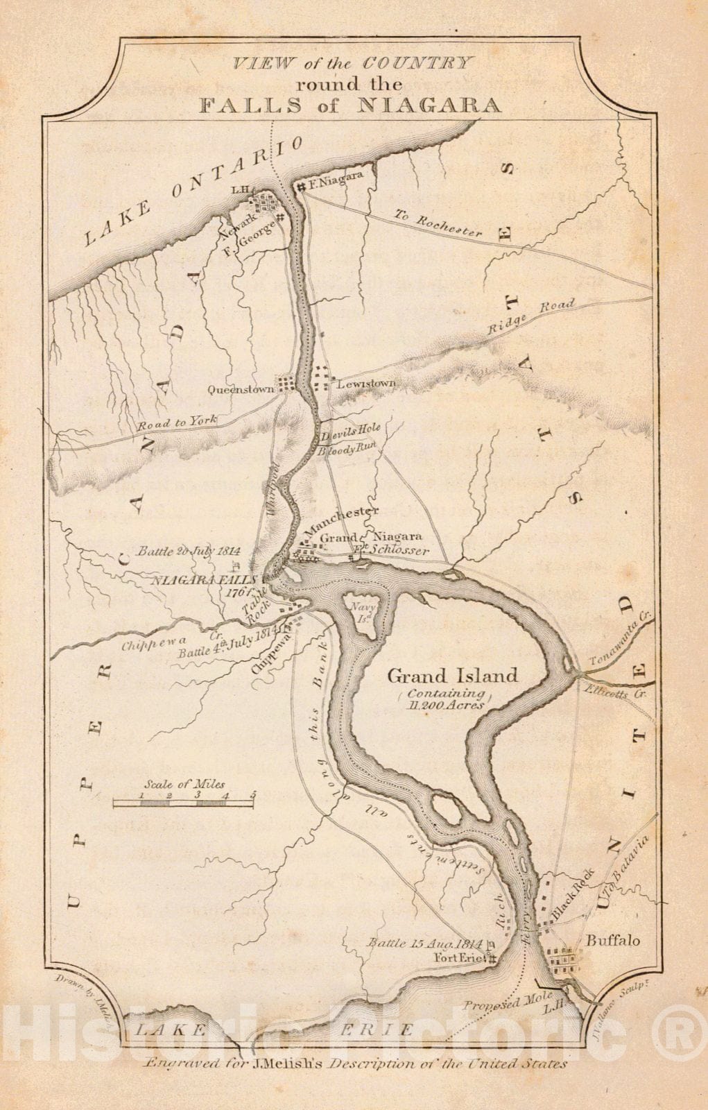 Historic Map : 1822 View of the Country Round the Falls of Niagara : V ...