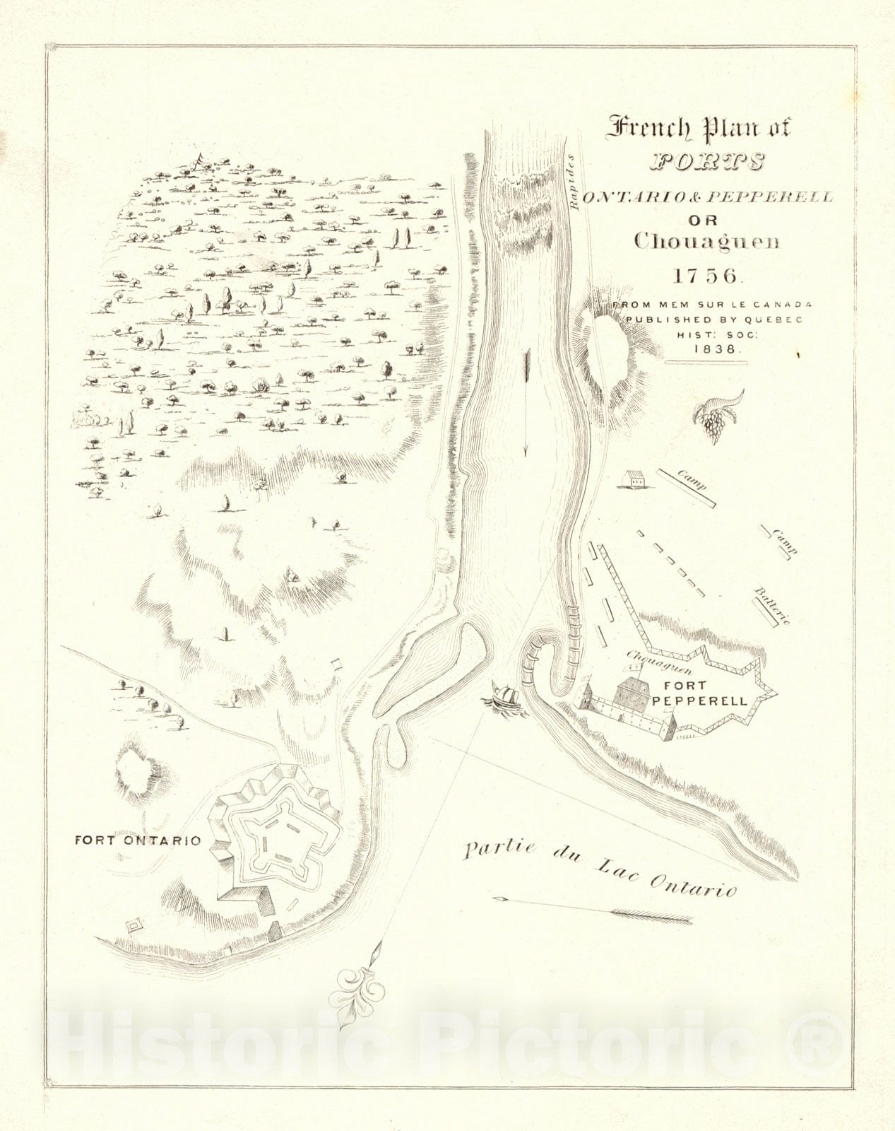 Historic Map : 1860 French Plans of Forts Ontario & Pepperell or Choua ...