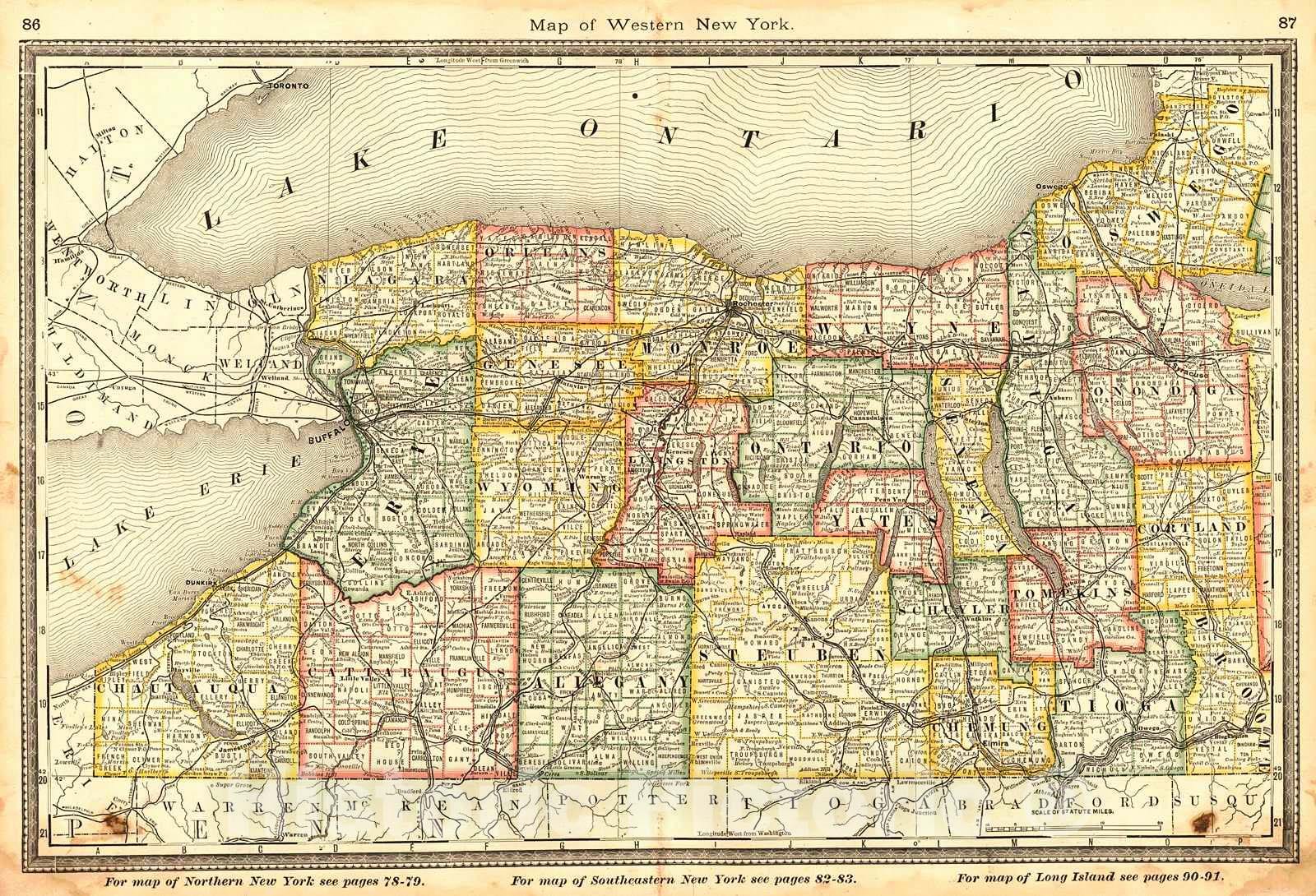 Historic Map : 1883 Map of Western New York : Vintage Wall Art ...