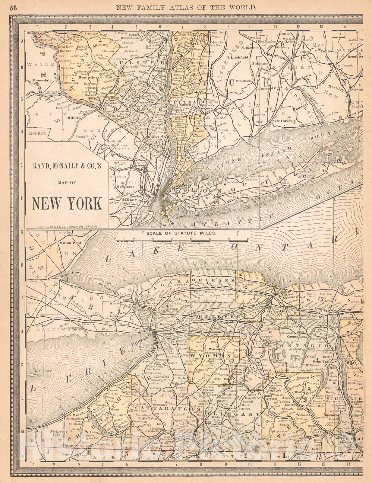 Historic Map : 1890 Map of New York : Vintage Wall Art – Historic Pictoric