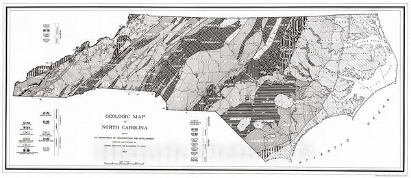 Historic Map : 1937 Geologic Map of North Carolina : Vintage Wall Art ...