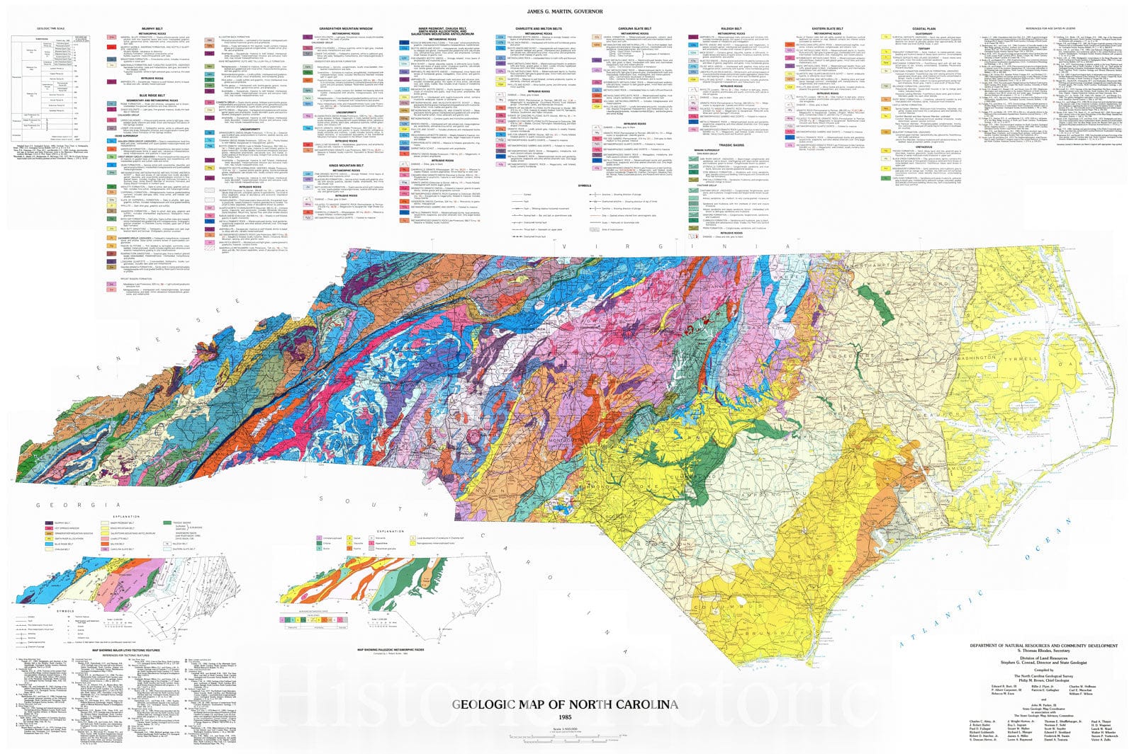 Historic Map : 1985 Geologic Map of North Carolina : Vintage Wall Art ...