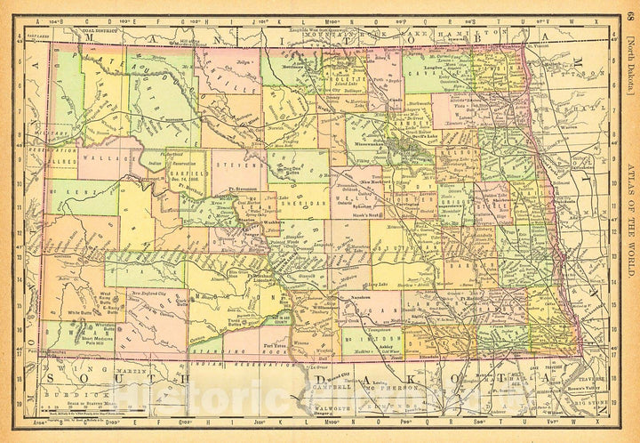 Historic Map : 1893 North Dakota : Vintage Wall Art – Historic Pictoric