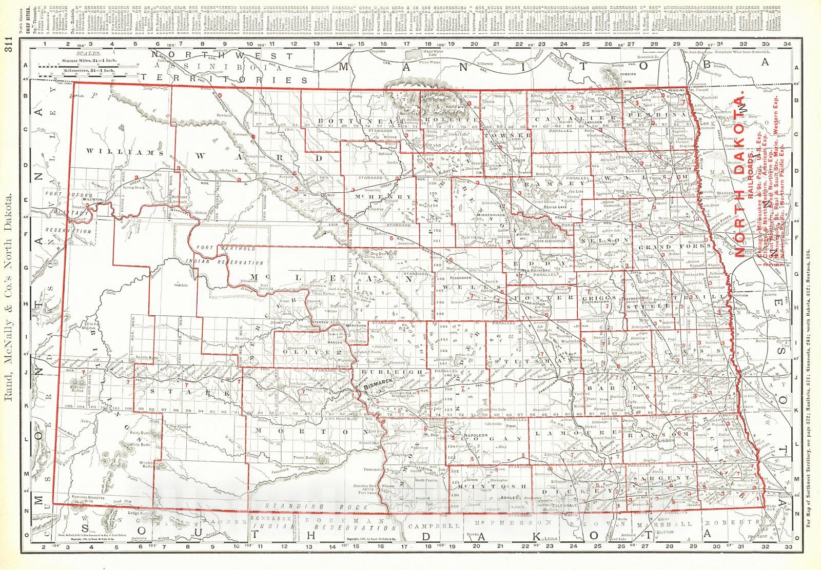 Historic Map : 1900 North Dakota Railroads : Vintage Wall Art ...