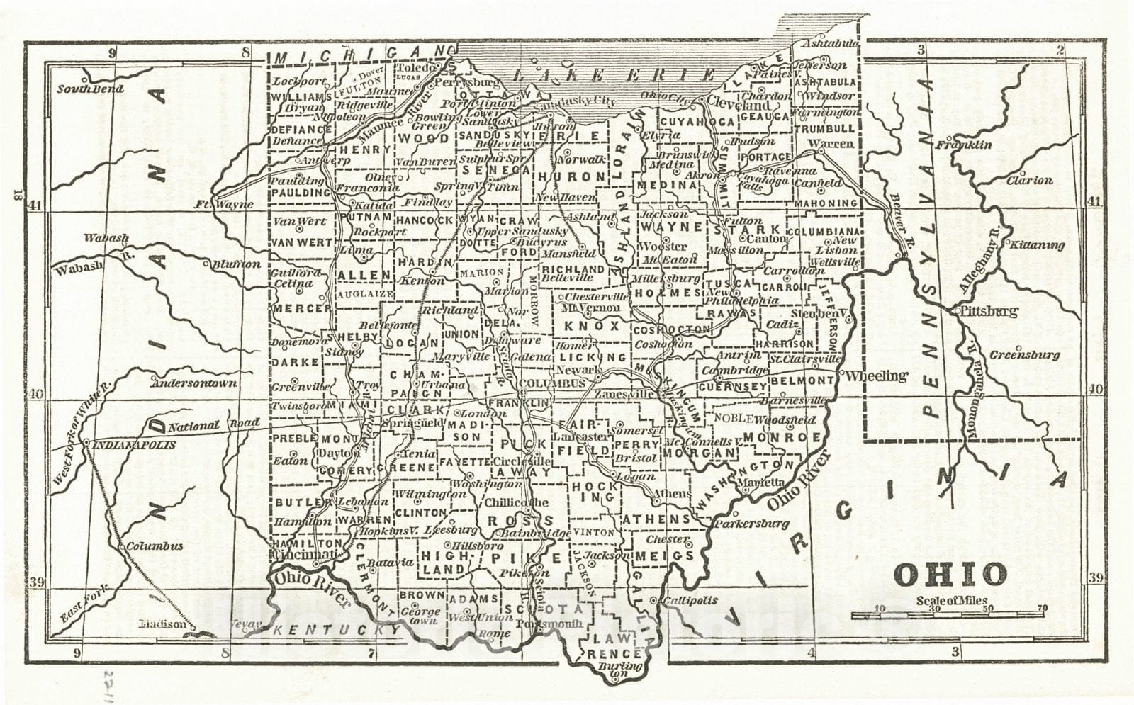 Historic Map : 1853 Ohio : Vintage Wall Art – Historic Pictoric