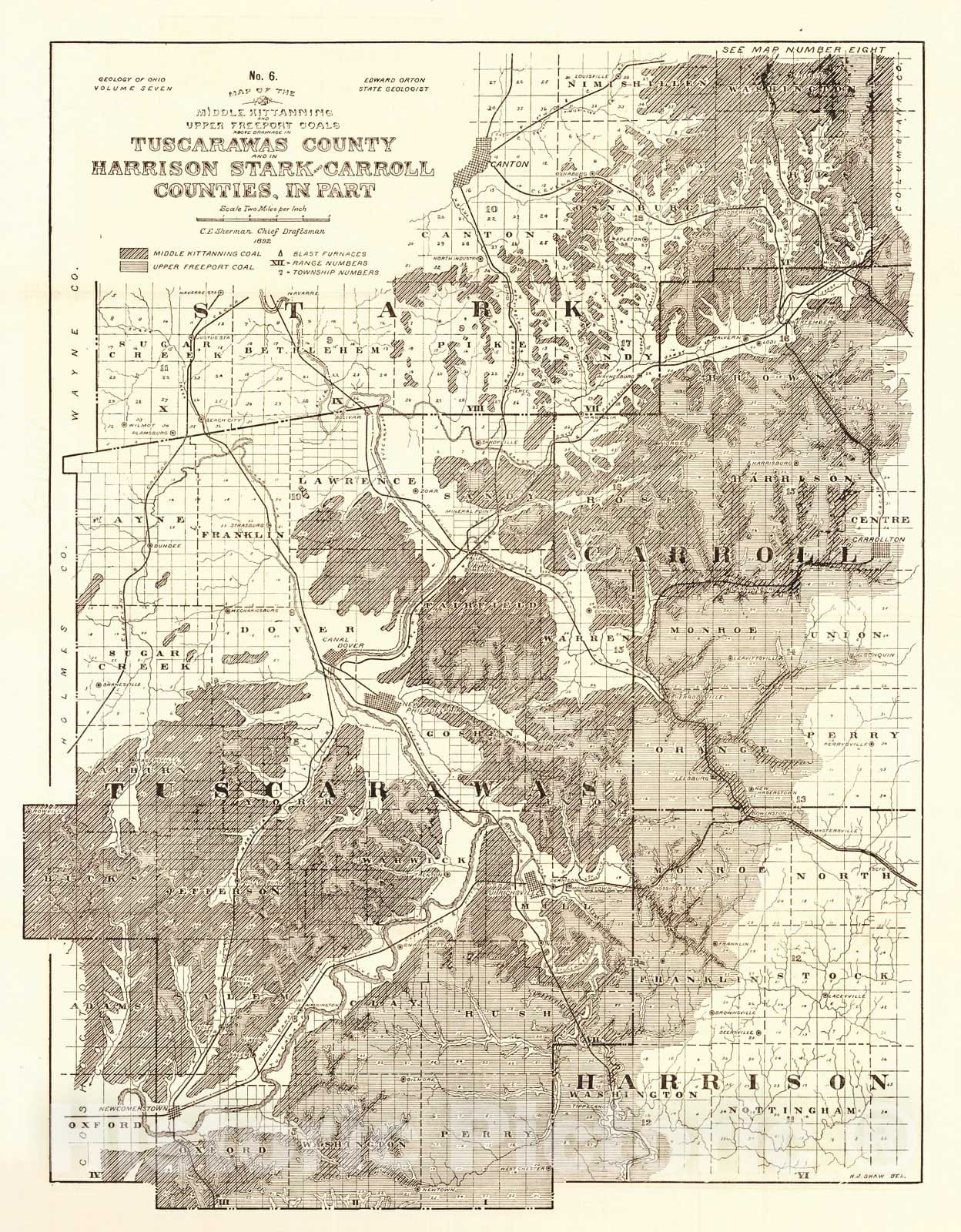 Historic Map : 1892 Map of the Middle Kittanning and Upper Freeport Co ...
