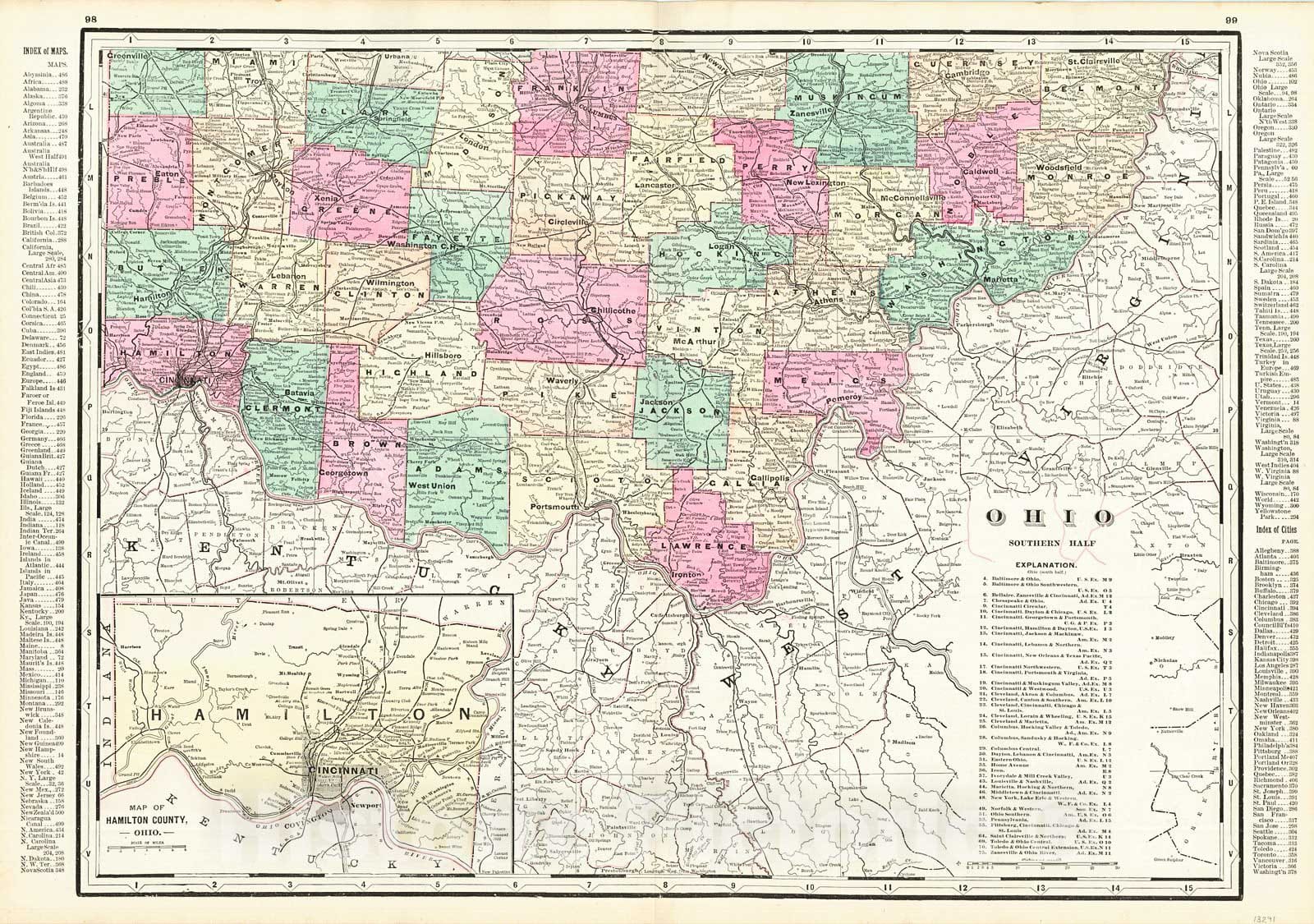 Historic Map : 1895 Ohio, Southern Half : Vintage Wall Art – Historic ...