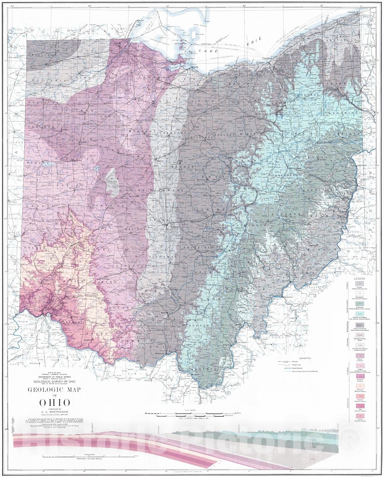 Historic Map : 1947 Geologic Map of Ohio : Vintage Wall Art – Historic ...