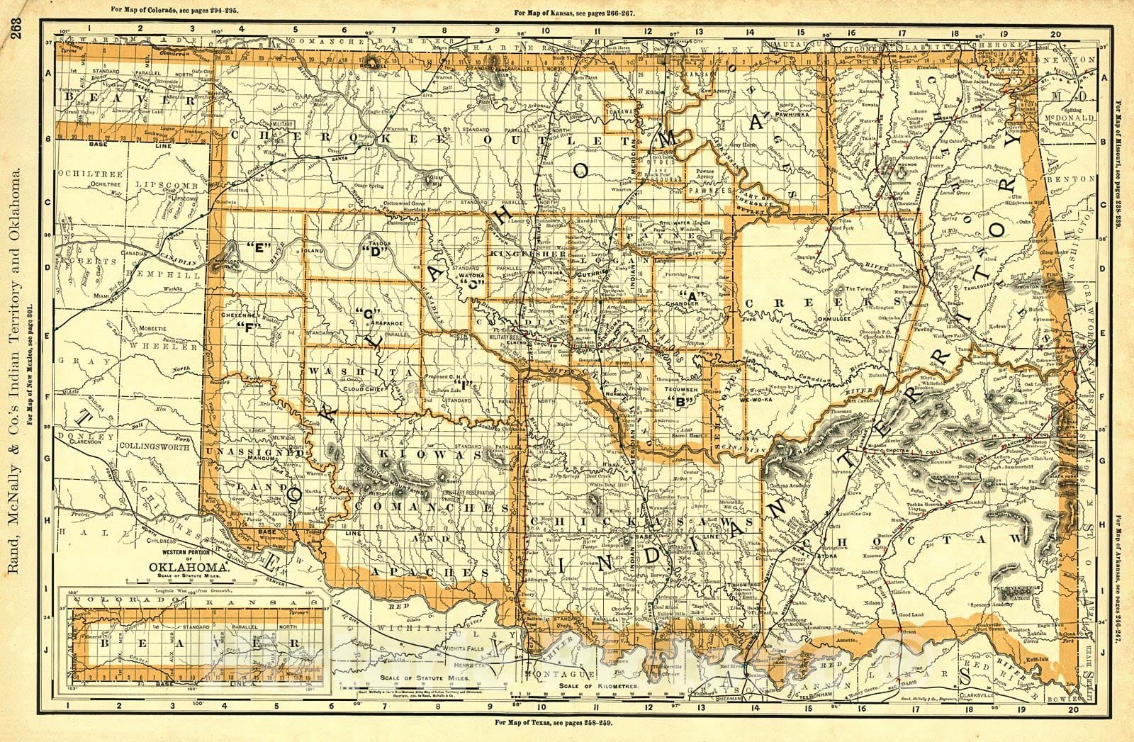 Historic Map : 1893 Indian Territory and Oklahoma : Vintage Wall Art ...
