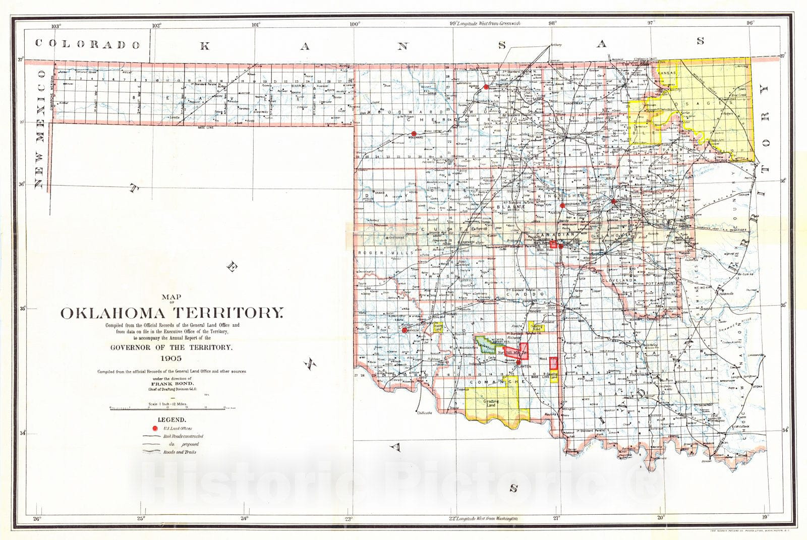 Historic Map : 1905 Map of Oklahoma Territory : Vintage Wall Art ...