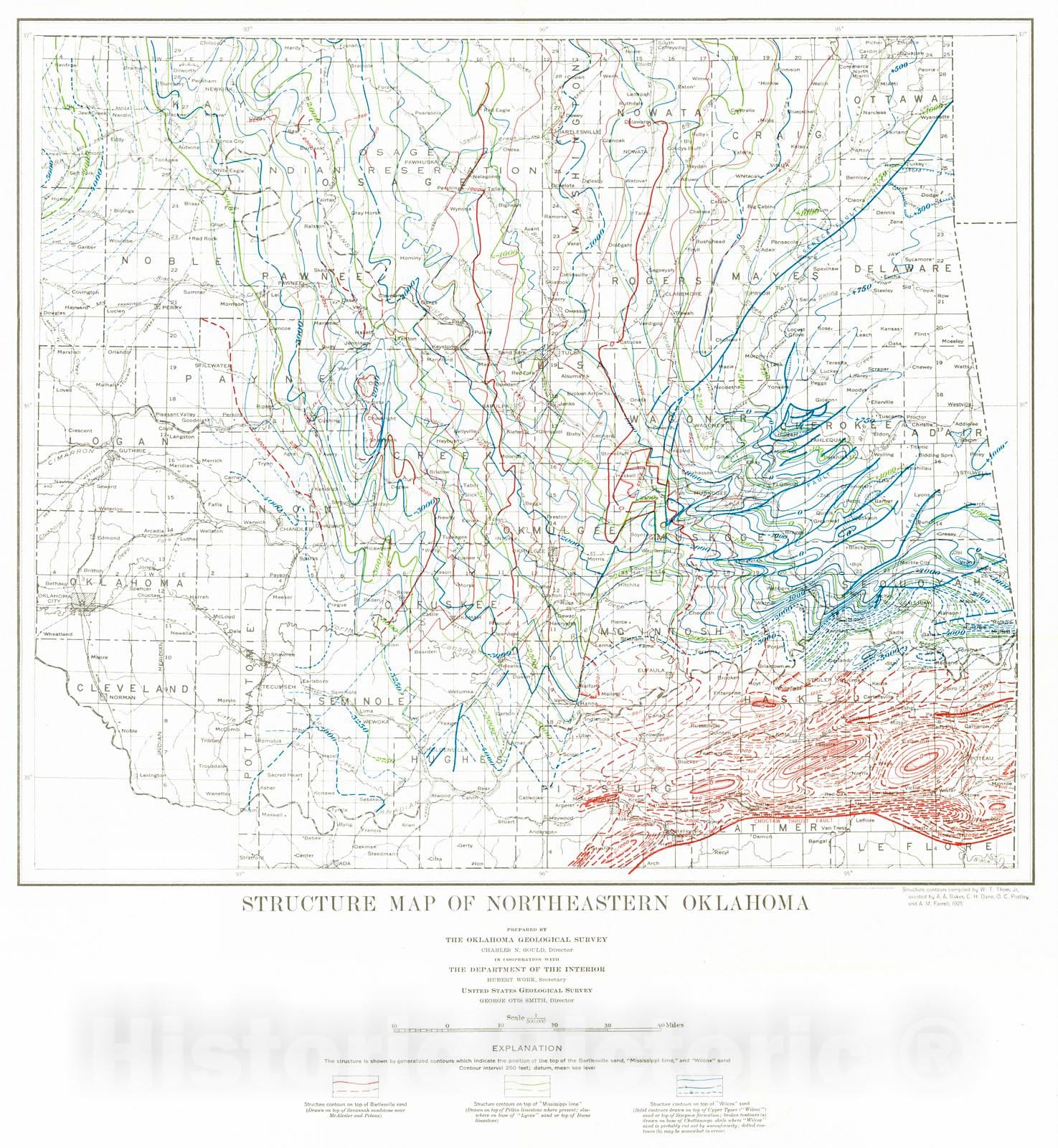 Historic Map : 1925 Structure Map of Northeastern Oklahoma : Vintage W ...