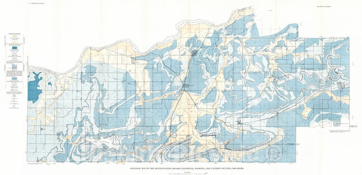 Historic Map : 1936 Geologic map of the Quinton-Scipio District, Pitts ...