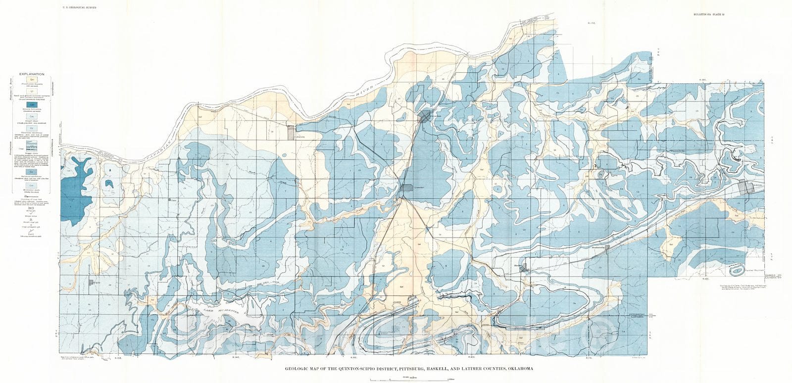 Historic Map : 1936 Geologic map of the Quinton-Scipio District, Pitts ...