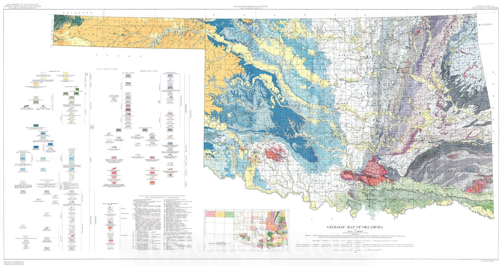 Historic Map : 1954 Geological Map of Oklahoma : Vintage Wall Art ...
