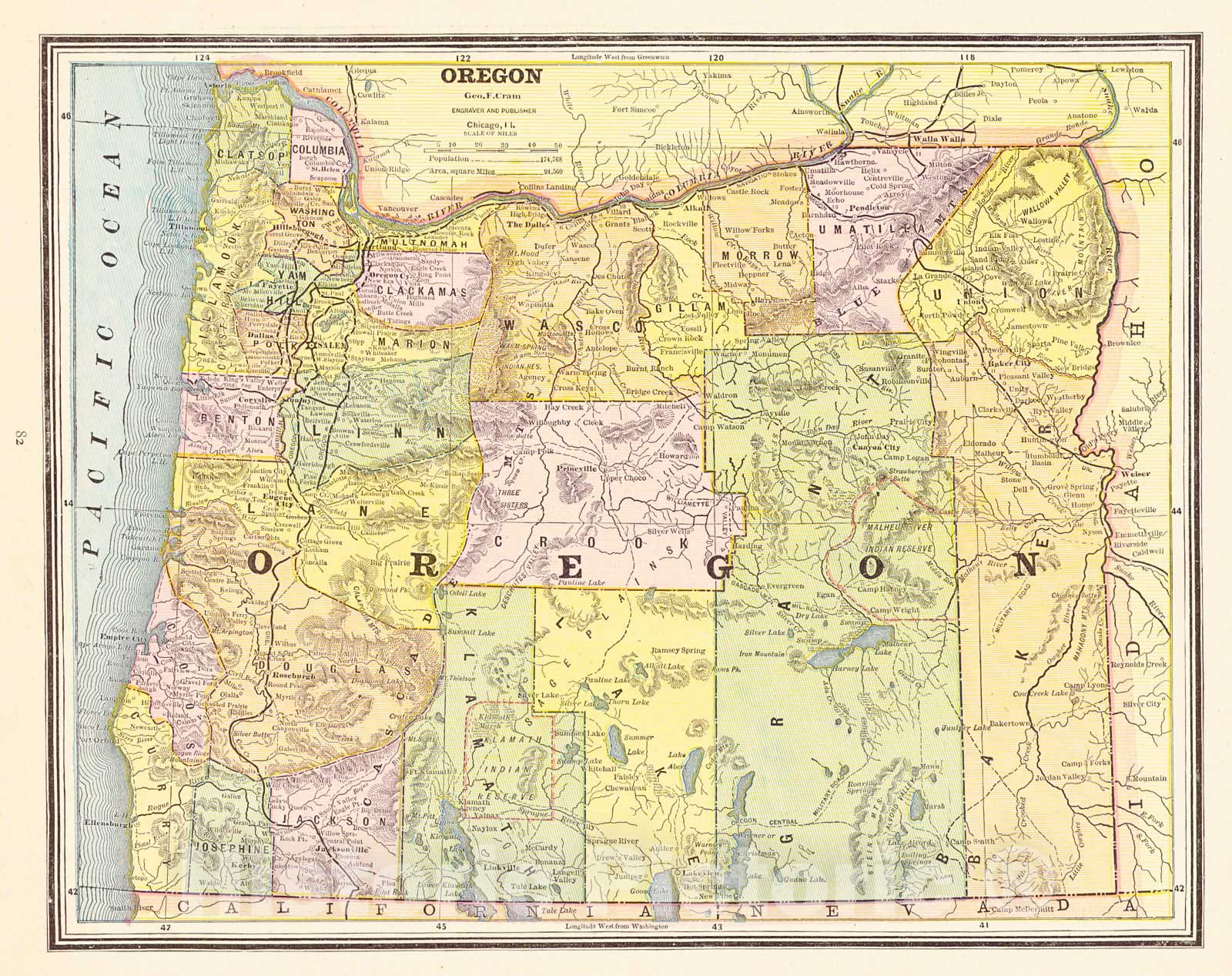 Historic Map : 1886 Oregon : Vintage Wall Art – Historic Pictoric