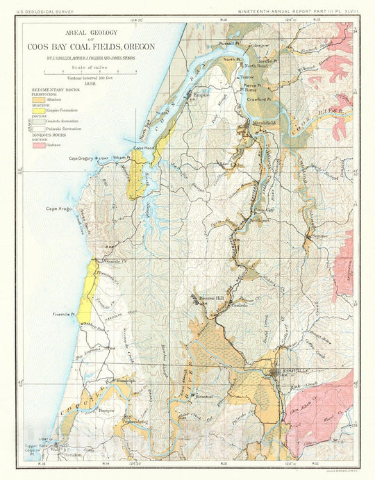 Historic Map : 1898 Areal Geology of Coos Bay Coal Fields, Oregon : Vi ...