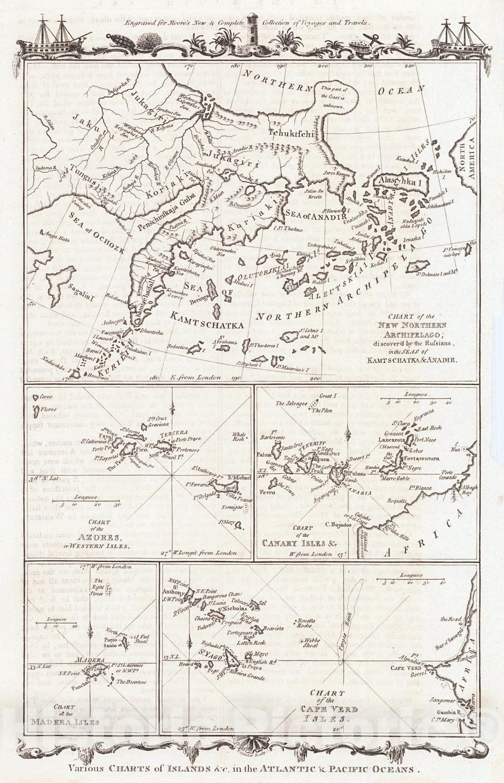 Historic Map : 1779 Various Charts of Islands in the Atlantic and Paci ...