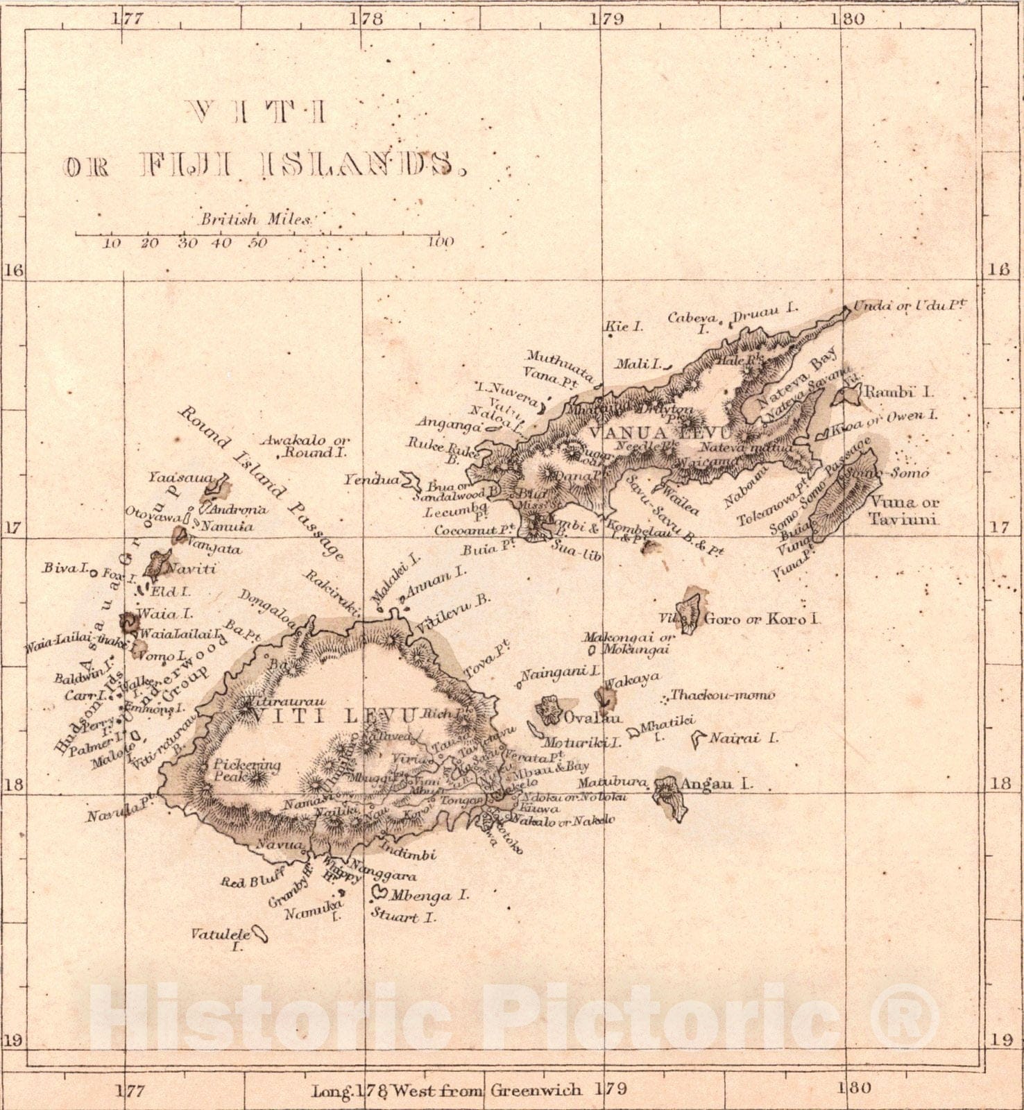 Historic Map : 1850 Viti or Fiji Islands : Vintage Wall Art – Historic ...