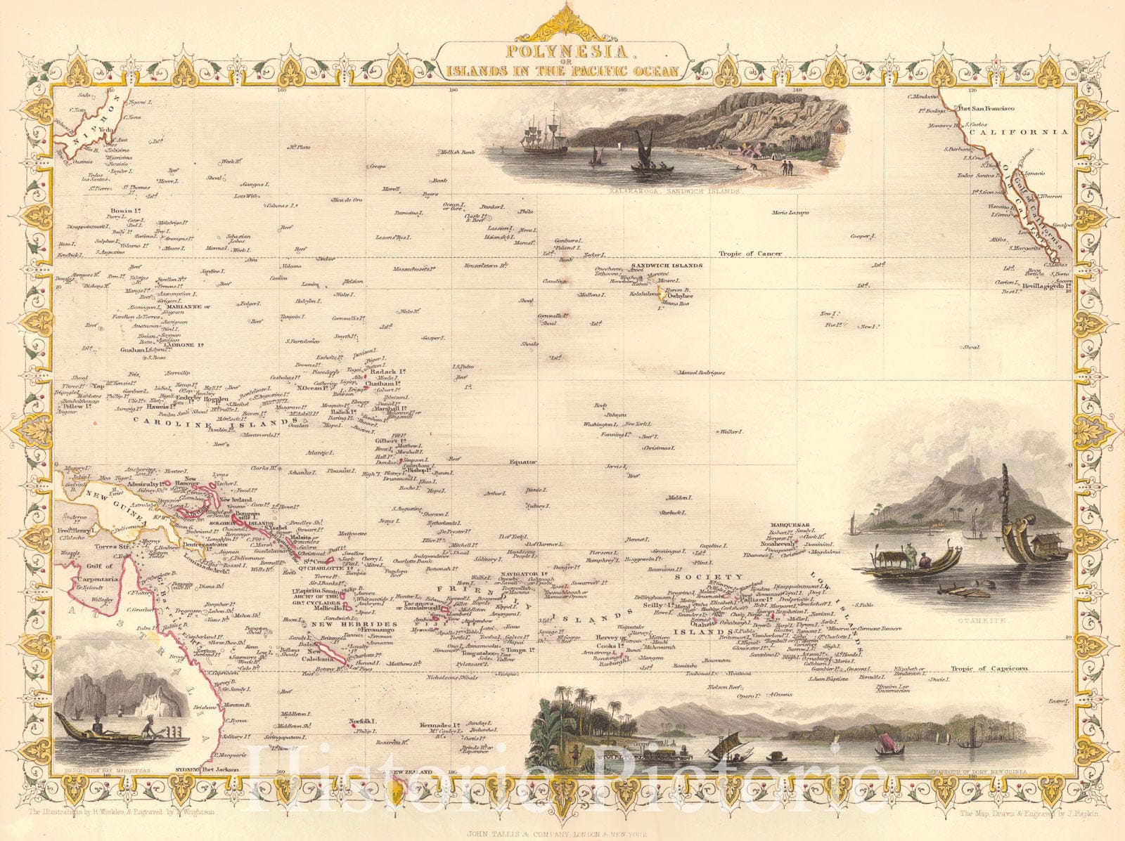 Historic Map : 1851 Polynesia or Islands in the Pacific Ocean : Vintag ...