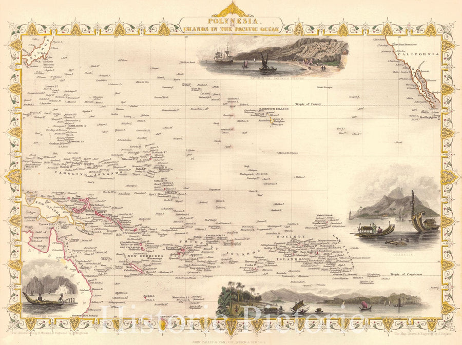 Historic Map : 1851 Polynesia or Islands in the Pacific Ocean : Vintag ...