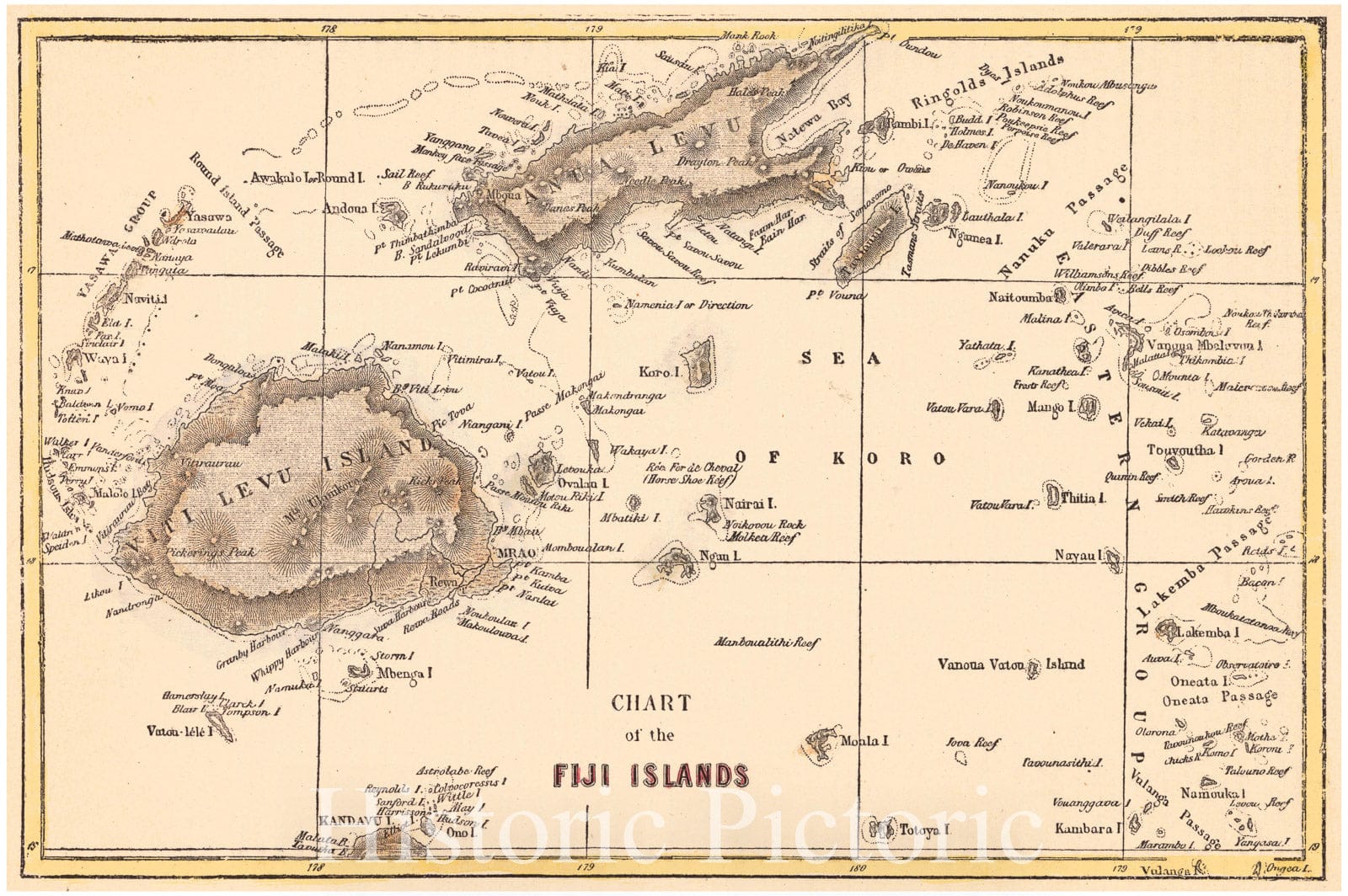 Historic Map : 1860 Chart of the Fiji Islands : Vintage Wall Art ...