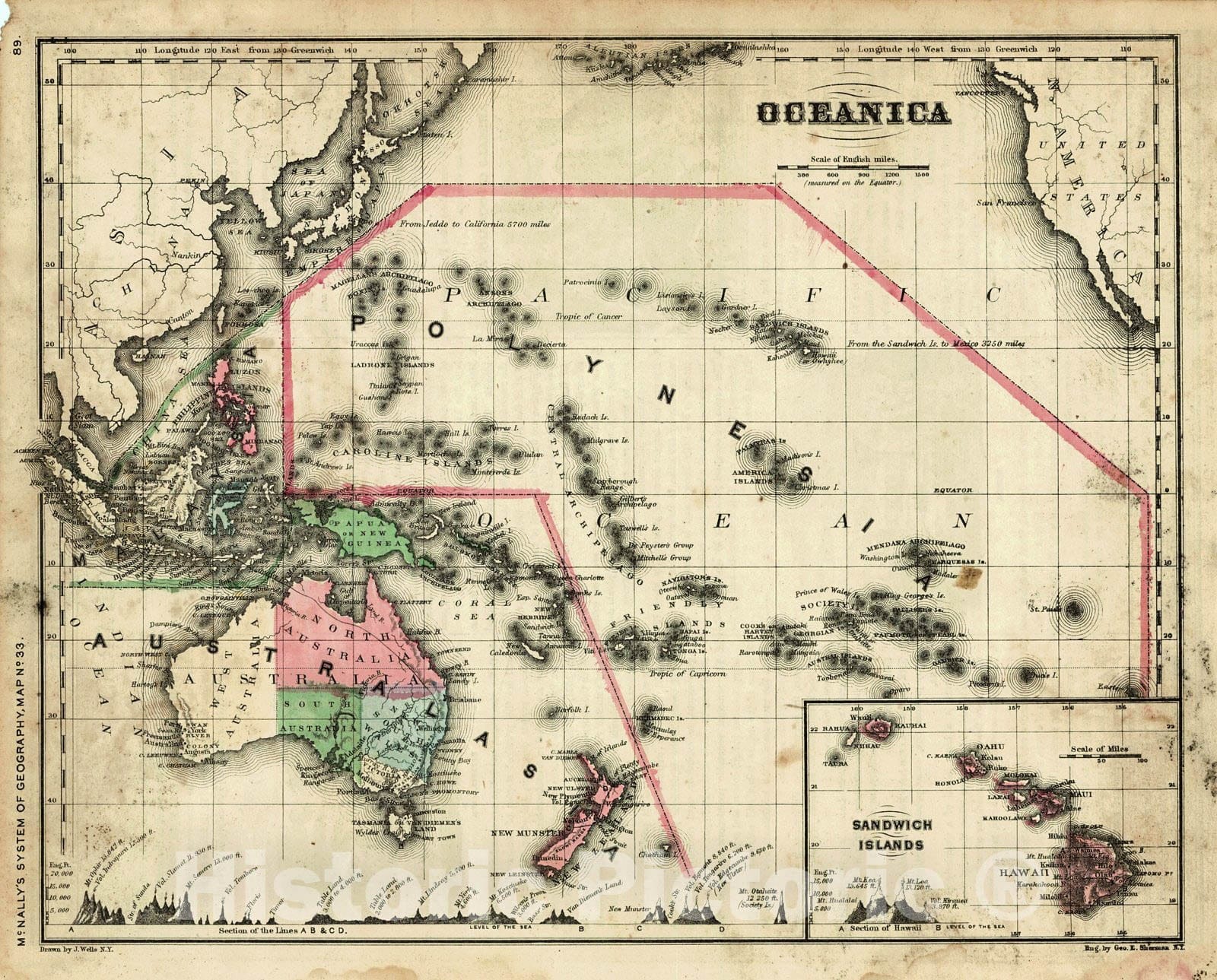 Historic Map : 1865 Oceanica : Vintage Wall Art – Historic Pictoric