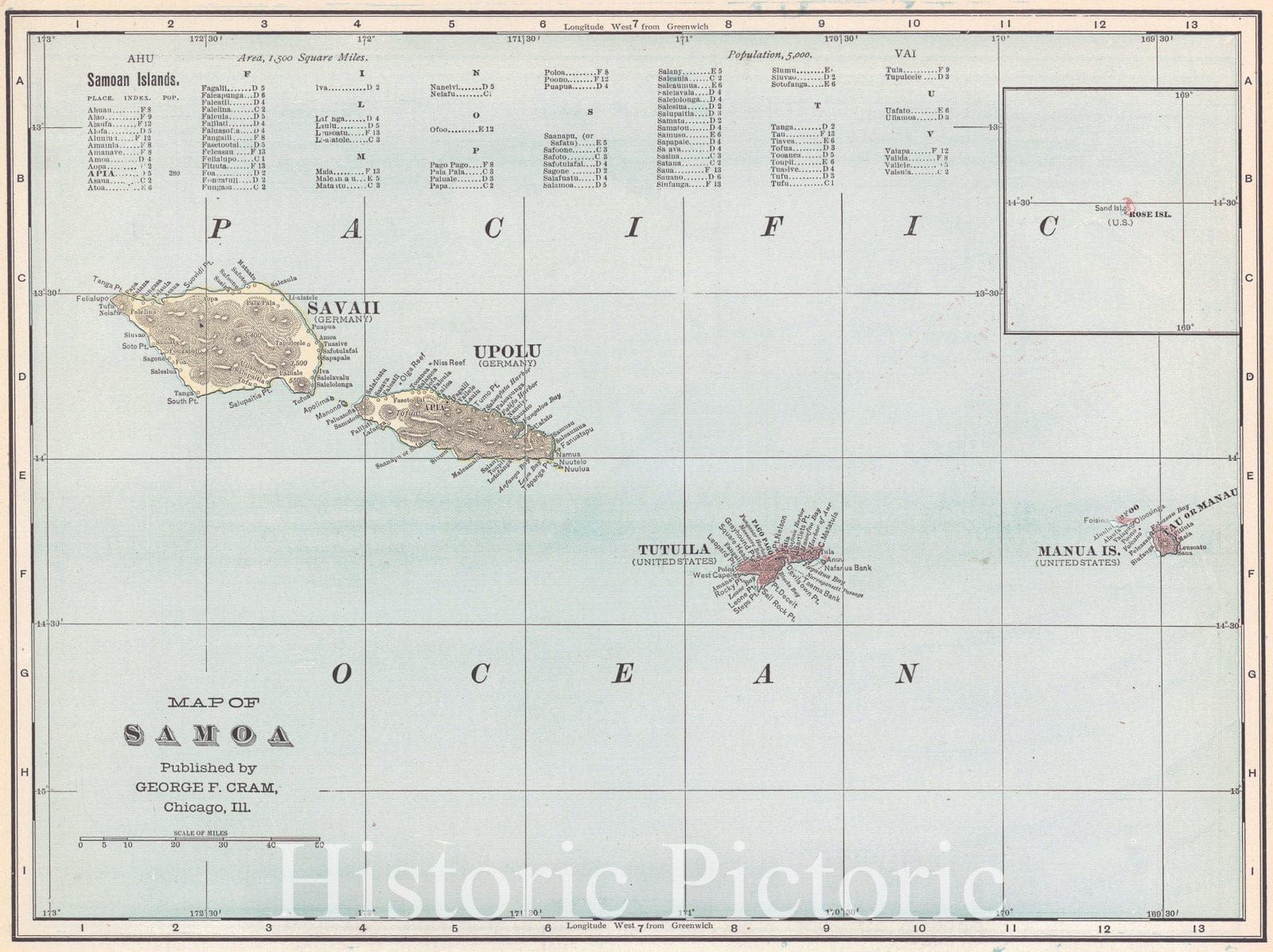 Historic Map : 1902 Map of Samoa : Vintage Wall Art – Historic Pictoric