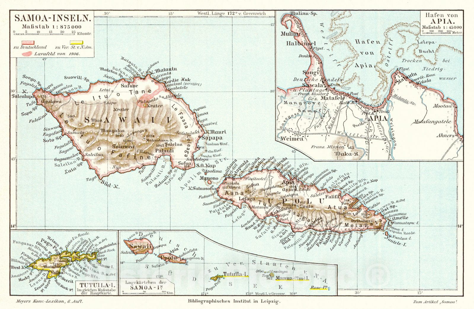Historic Map : 1906 Samoa-Inselin : Vintage Wall Art – Historic Pictoric