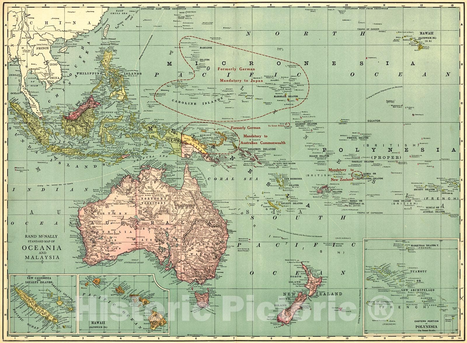 Historic Map : 1921 Oceania : Vintage Wall Art – Historic Pictoric