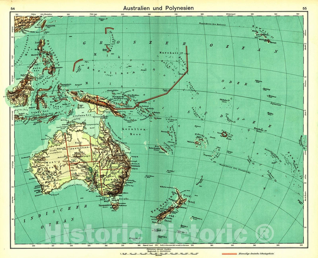 Historic Map : 1931 Australien und Polynesien : Vintage Wall Art ...