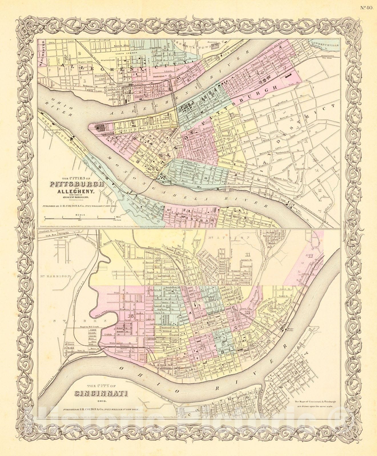 Historic Map : 1856 The Cities of Pittsburgh and Allegheny (and) The C ...