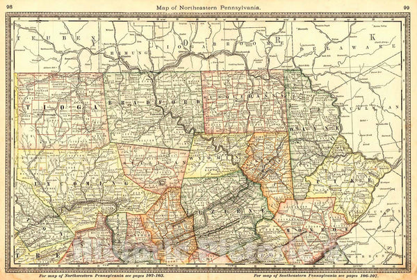 Historic Map : 1883 Map of Northeastern Pennsylvania : Vintage Wall Ar ...