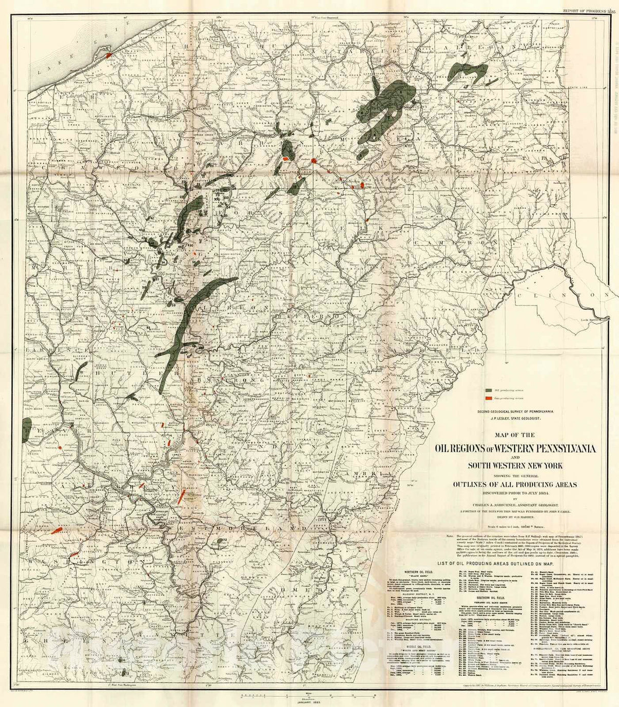 Historic Map : 1885 Map of the Oil Regions of Western Pennsylvania and ...
