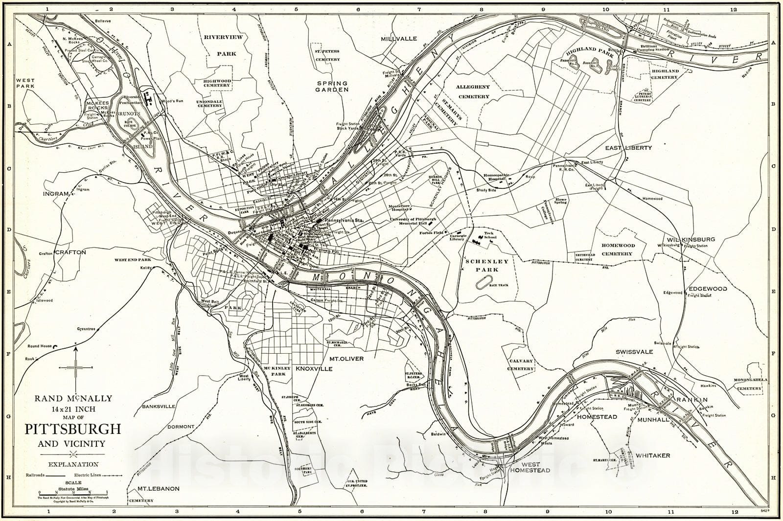 Historic Map : 1921 Pittsburgh and Vicinity : Vintage Wall Art ...