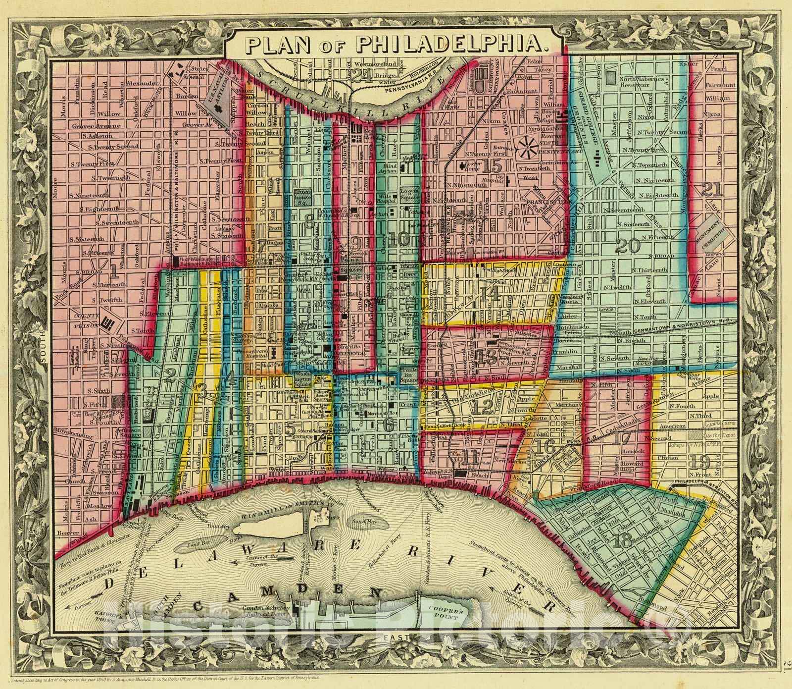 Historic Map : 1861 Plan of Philadelphia : Vintage Wall Art – Historic ...