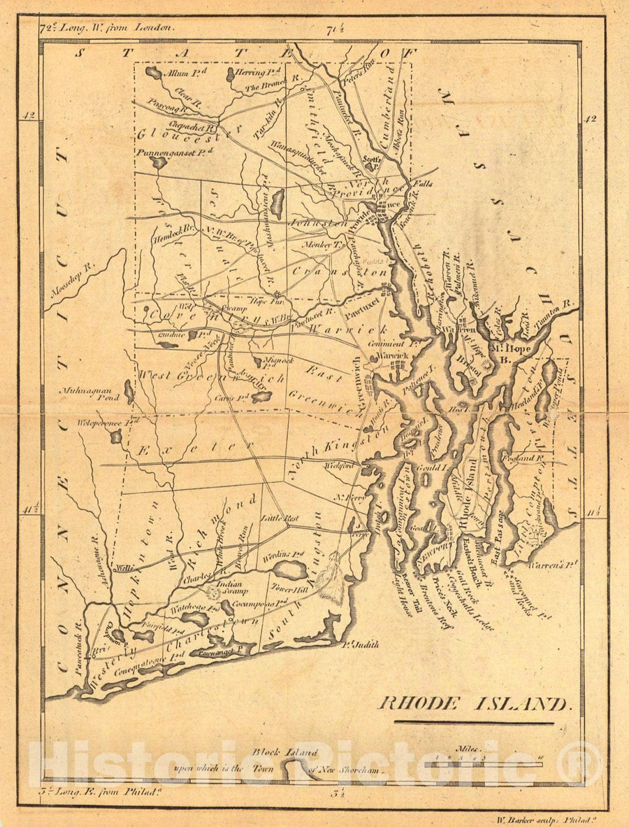 Historic Map : 1814 Rhode Island : Vintage Wall Art – Historic Pictoric