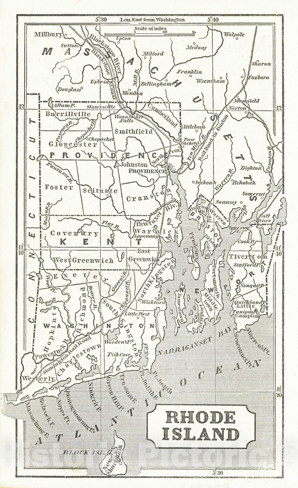 Historic Map : 1853 Rhode Island : Vintage Wall Art – Historic Pictoric