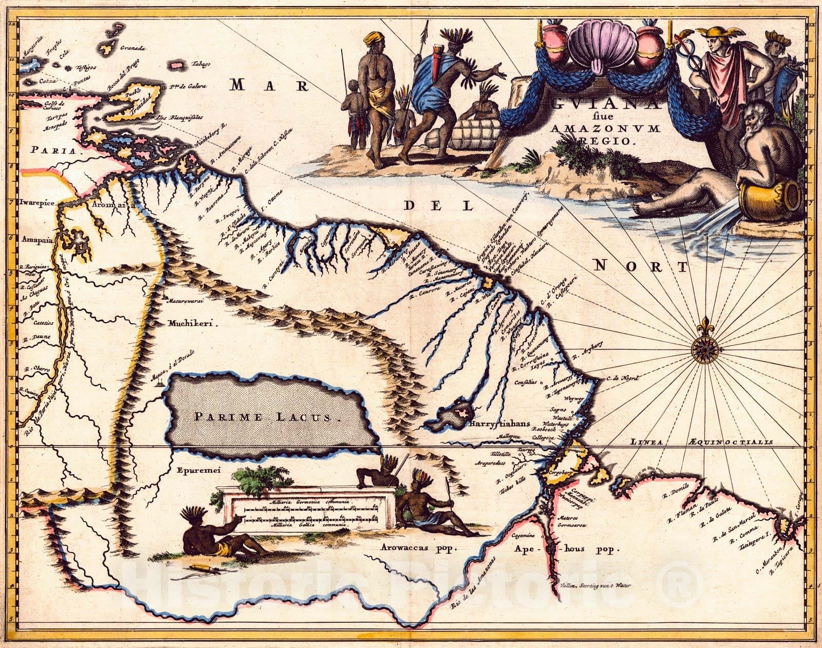 Historic Map : 1671 Guiana fiue Amazonum Regio : Vintage Wall Art ...
