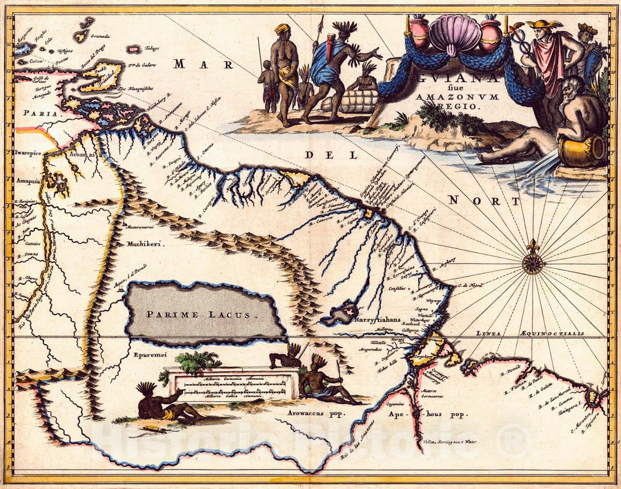 Historic Map : 1671 Guiana fiue Amazonum Regio : Vintage Wall Art ...