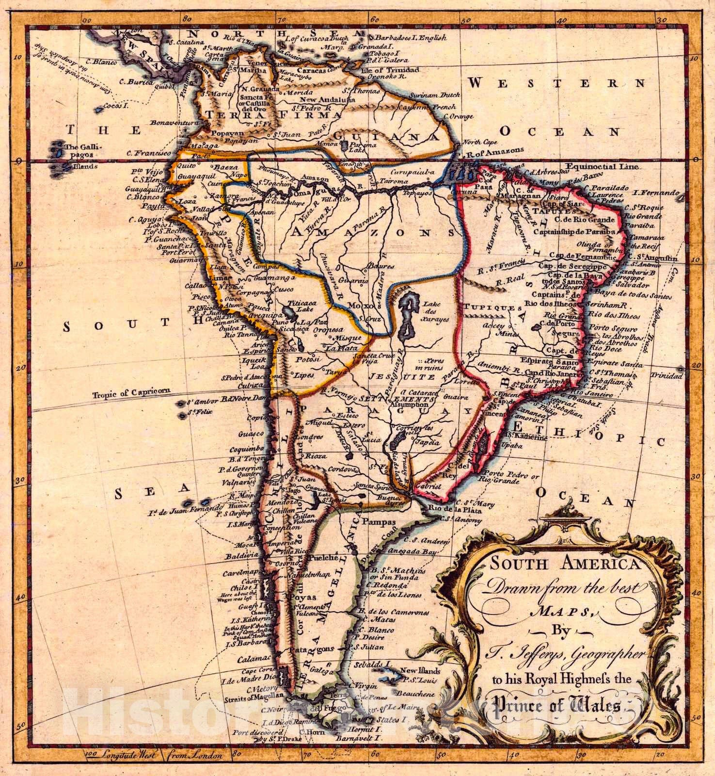 Historic Map : 1765 South America : Vintage Wall Art - Historic Pictoric