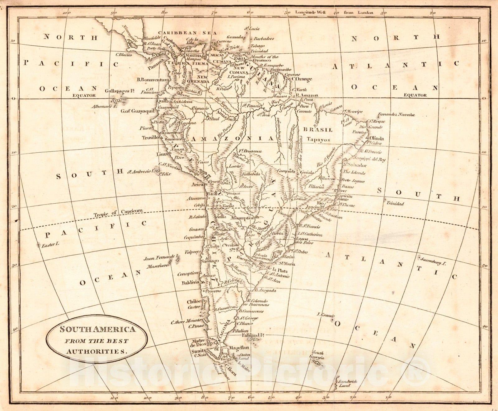Historic Map : 1816 South America from the best Authorities : Vintage ...