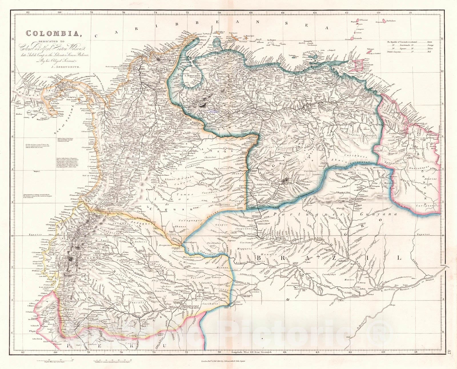 Historic Map : 1842 Colombia : Vintage Wall Art – Historic Pictoric