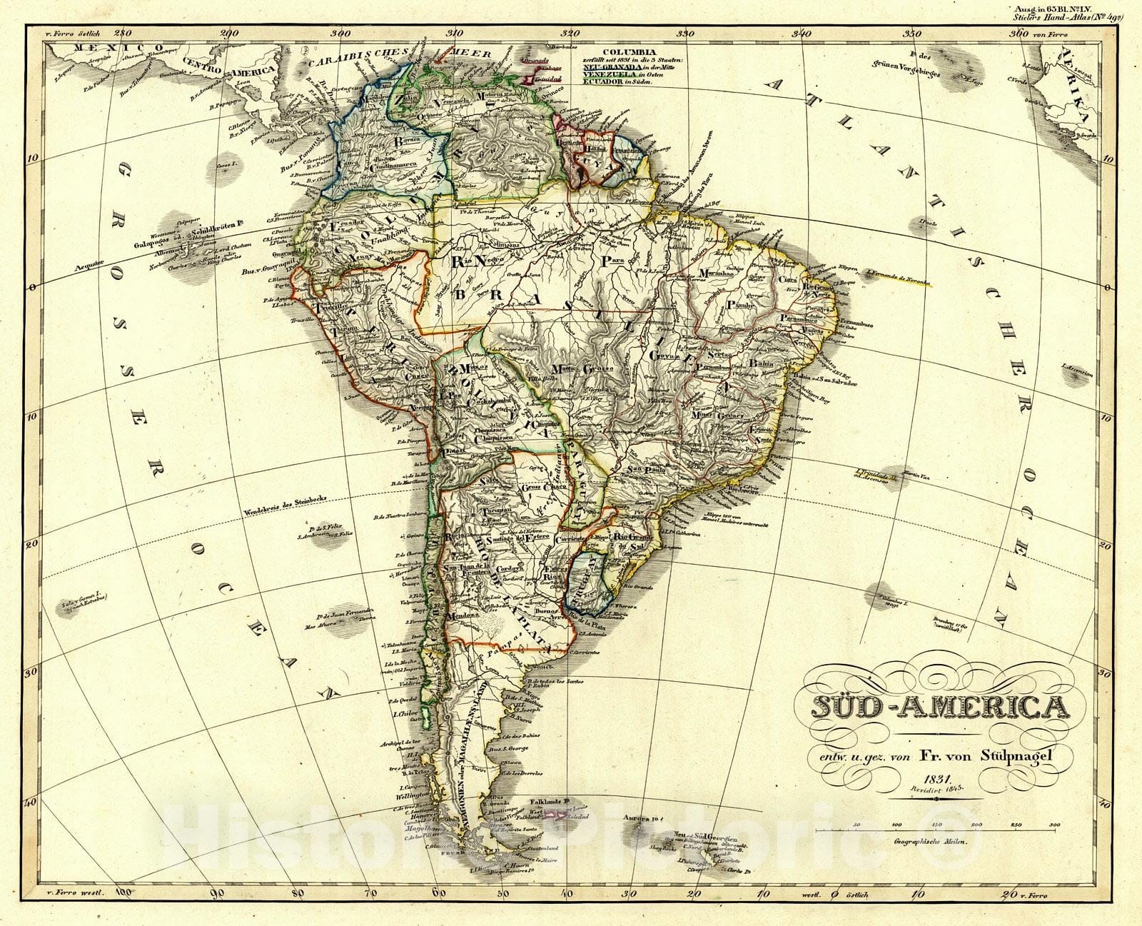 Historic Map : 1847 Sud-America : Vintage Wall Art – Historic Pictoric