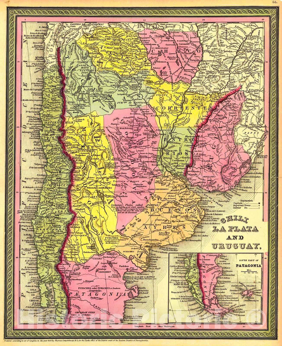 Historic Map : 1850 Chilli, La Plata, and Uruguay : Vintage Wall Art ...