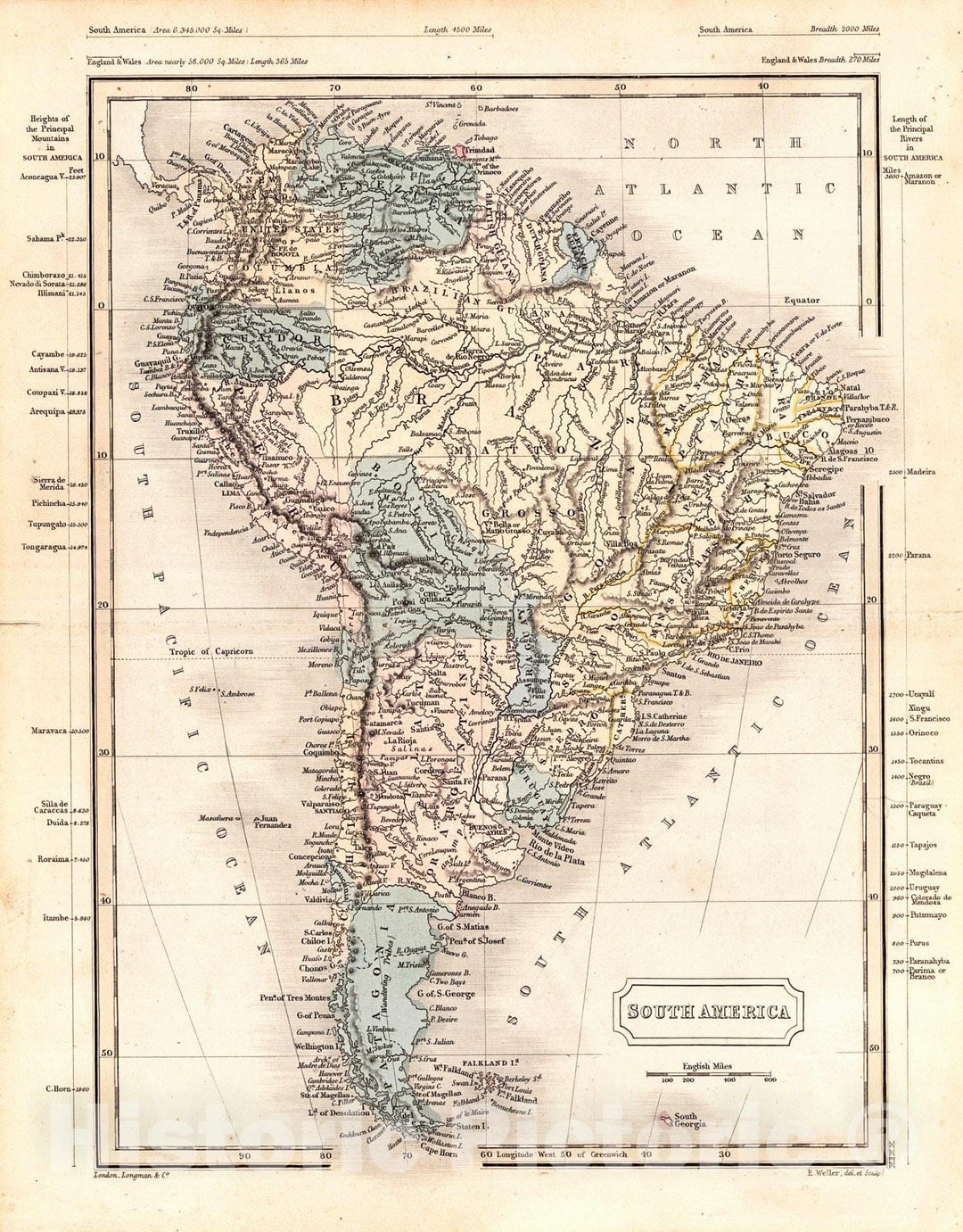 Historic Map : 1861 South America : Vintage Wall Art – Historic Pictoric