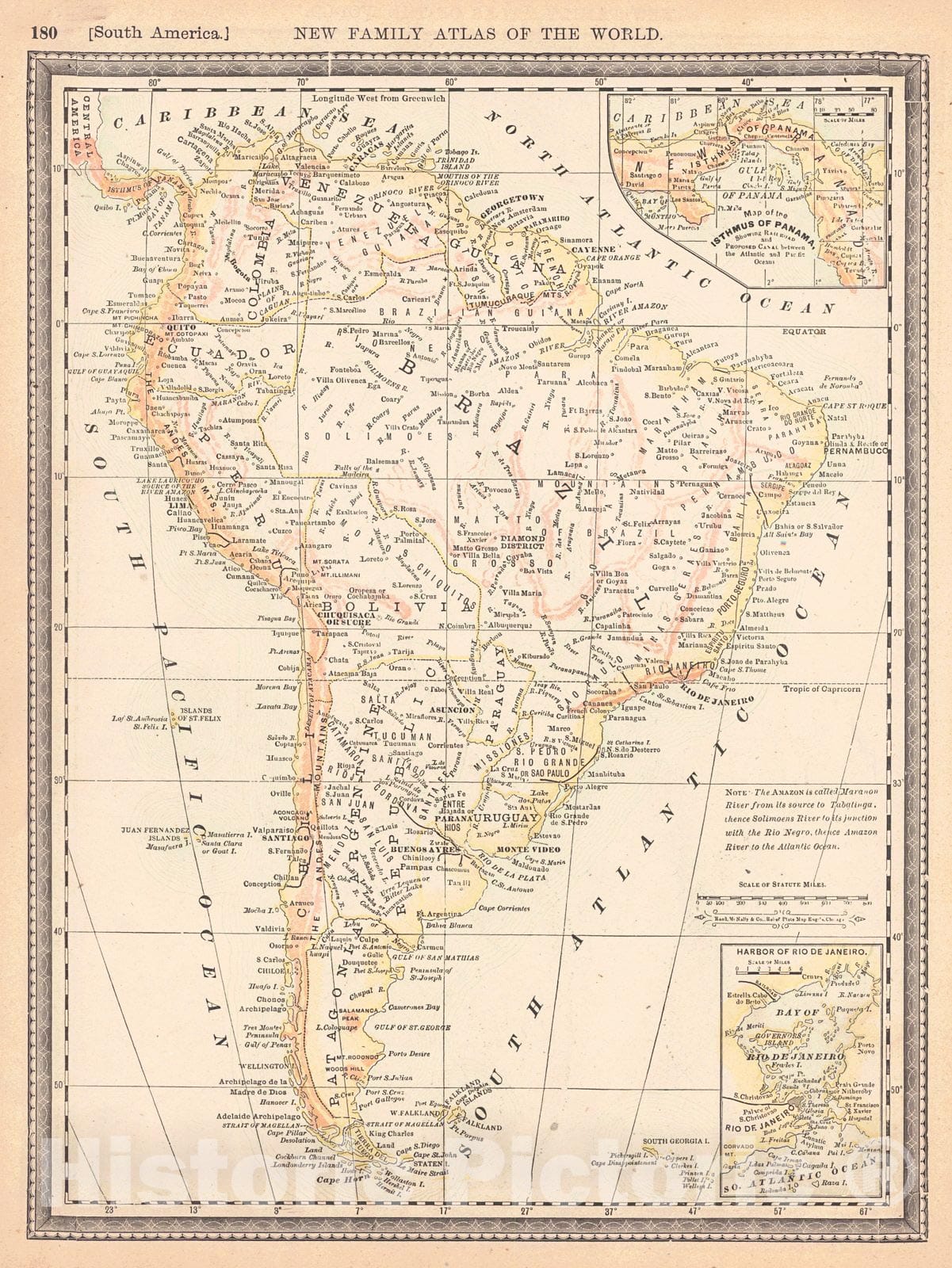 Historic Map : 1890 South America : Vintage Wall Art – Historic Pictoric
