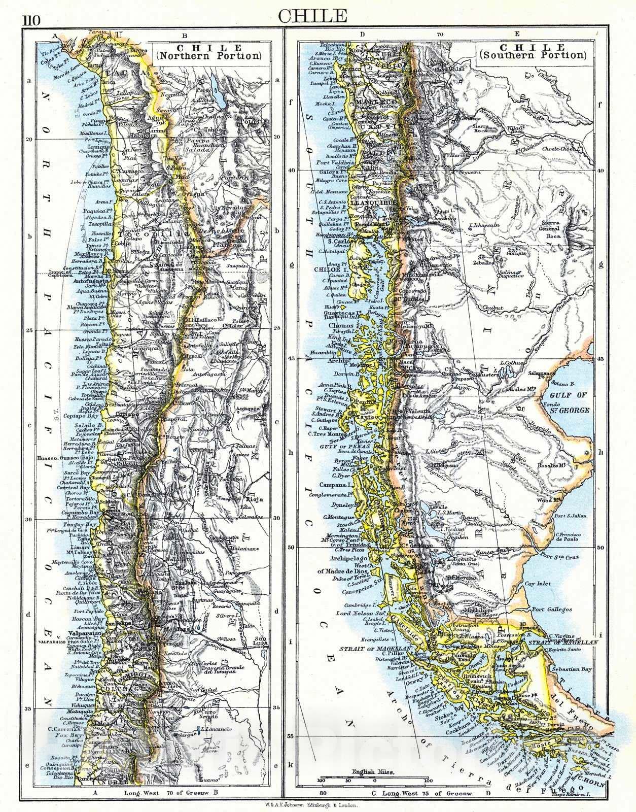 Historic Map : 1897 Chile : Vintage Wall Art – Historic Pictoric
