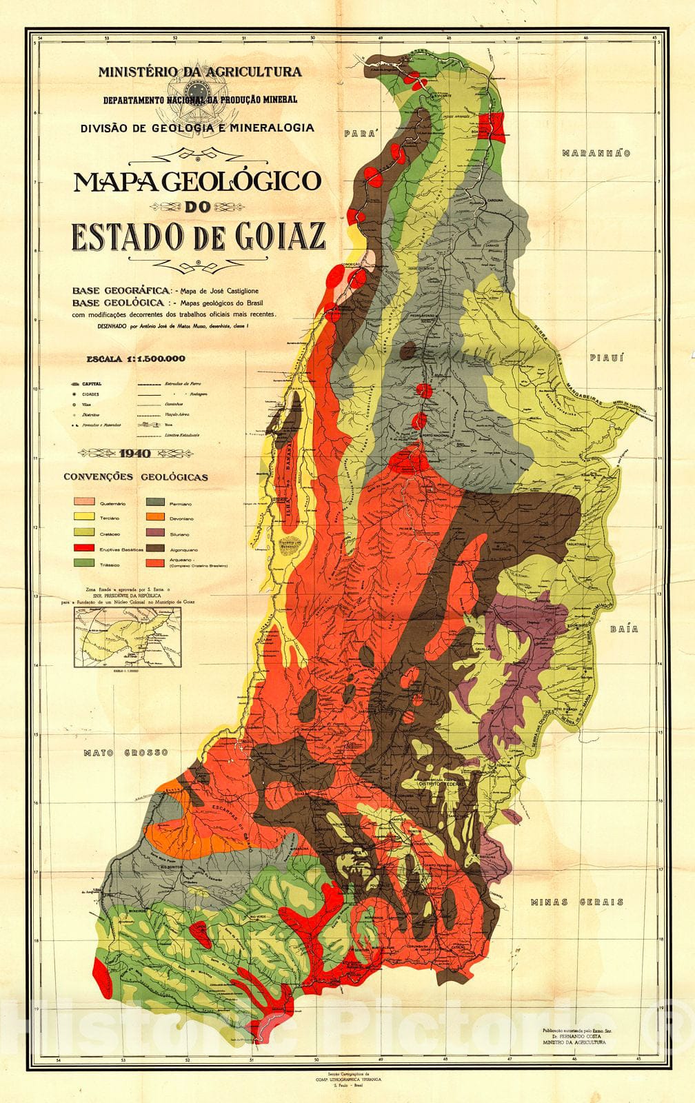 Historic Map : 1940 Mapa geológico do Estado de Goiaz : Vintage ...